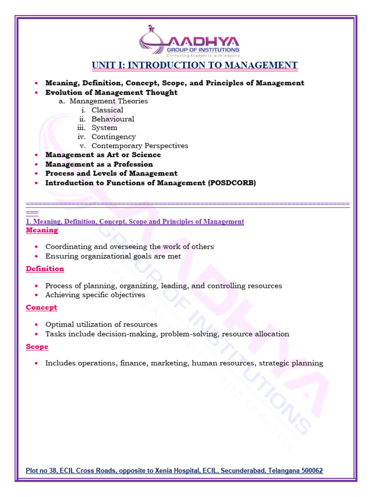 POM 1 - Unit 1 | Download Free PDF | Social Psychology | Organizational ...