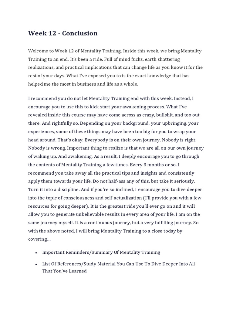 Week 12 - Conclusion | PDF | Feeling | Thought