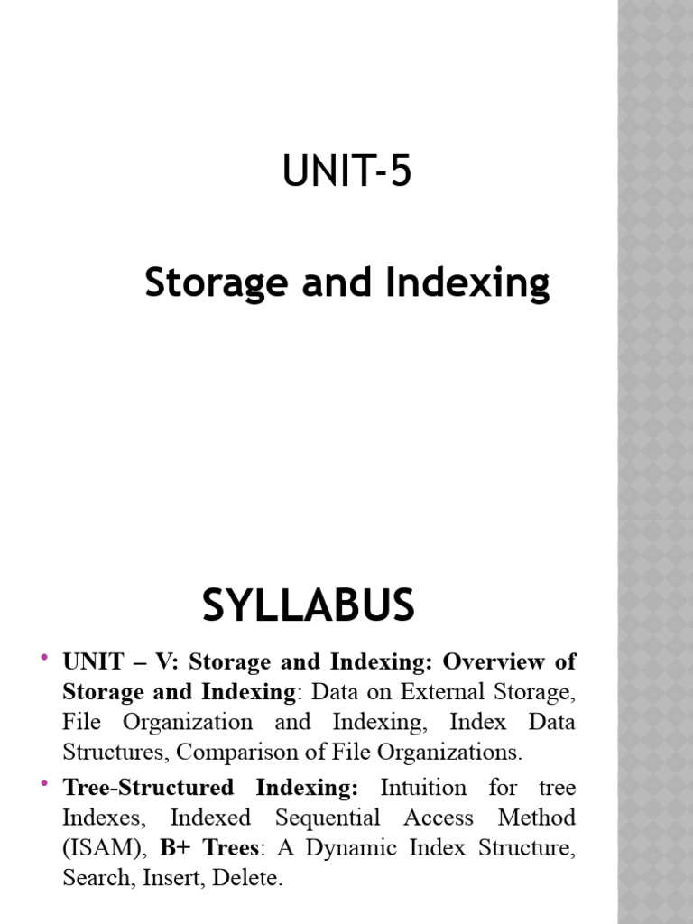 Unit-5 Storage and Indexing | PDF | Computer Data Storage | Database Index