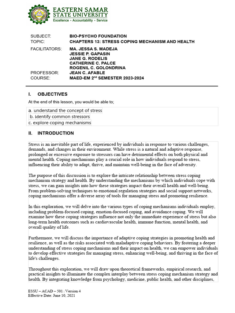 Bio Psycho222 | PDF | Stress (Biology) | Psychological Resilience