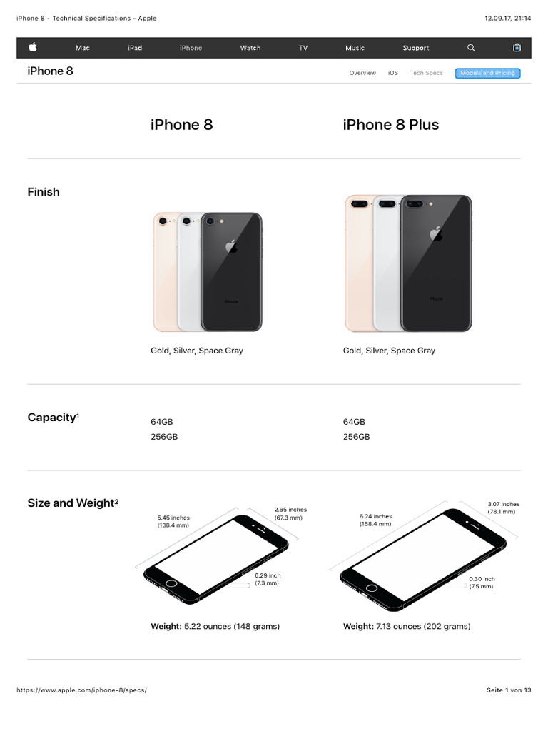 iPhone 8 Specs for Tech Enthusiasts | PDF | I Phone | Lte ...