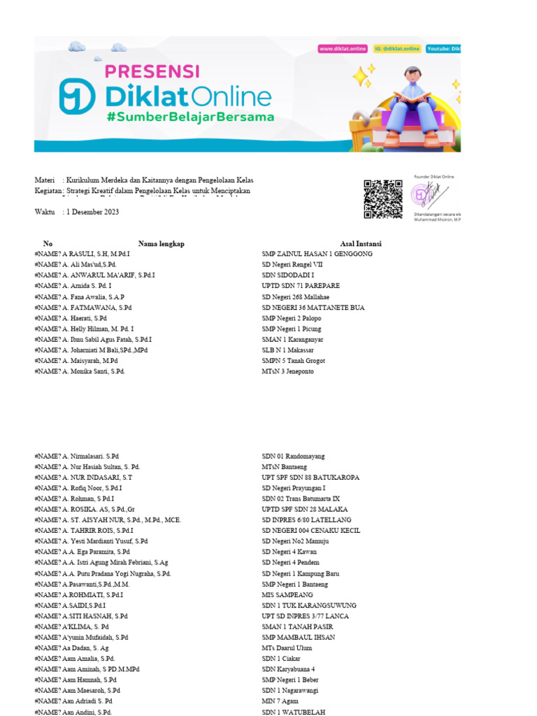 No Nama Lengkap Asal Instansi | PDF