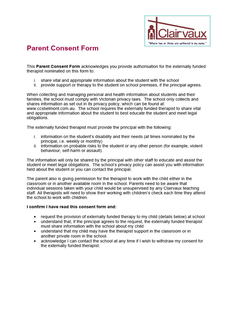 Parent Consent Form | PDF | Consent | Family