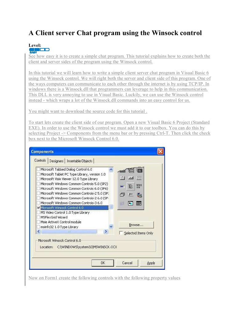 A Client Server Chat Program Using The Winsock Control | PDF A Client Server Chat Program Using The Winsock Control | PDF