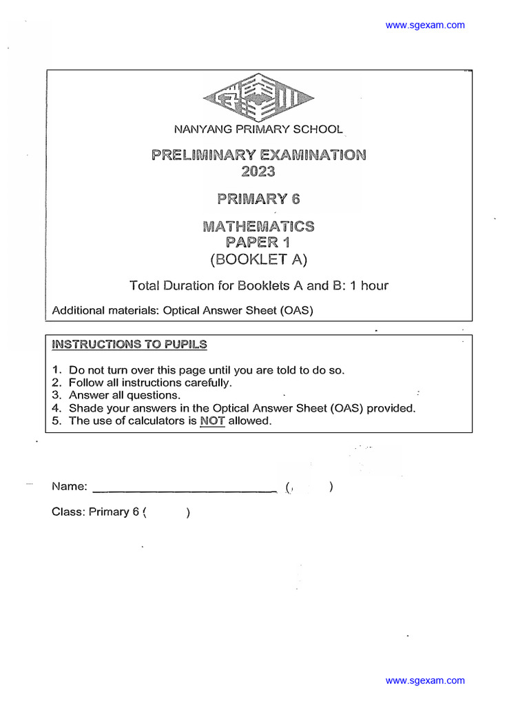 2023 P6 Maths Prelim Nanyang | PDF | Computers