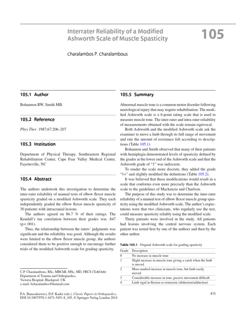 Ashworth Scale | PDF | Human Diseases And Disorders | Medicine