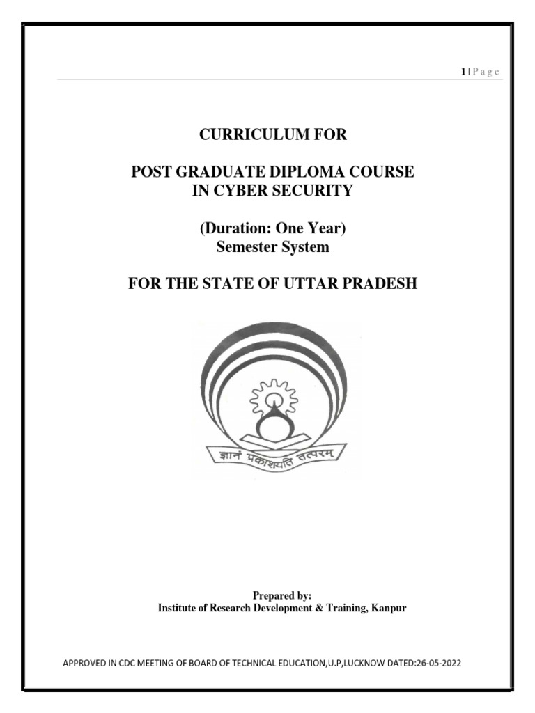 One Year P.G Diploma Course in Cyber Security | PDF | Security ...