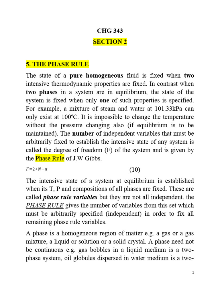 CHG 343 Section 2 2023 - 24 | PDF | Phase Rule | Phase (Matter)
