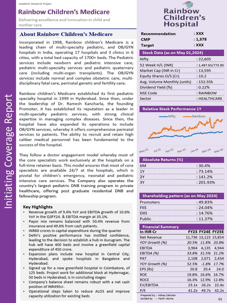RAINBOW - Initiating Coverage Report | PDF | Inflation | Health Care