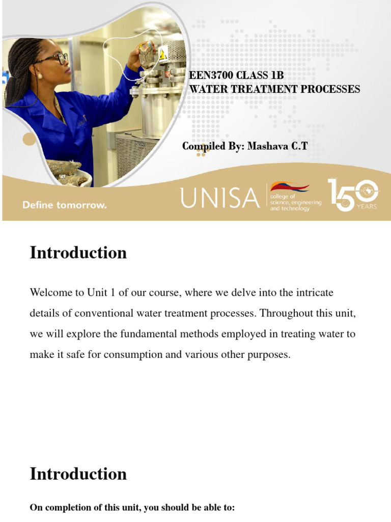 EEN3700 Unit 1B 1ST CLASS | PDF | Water Purification | Filtration