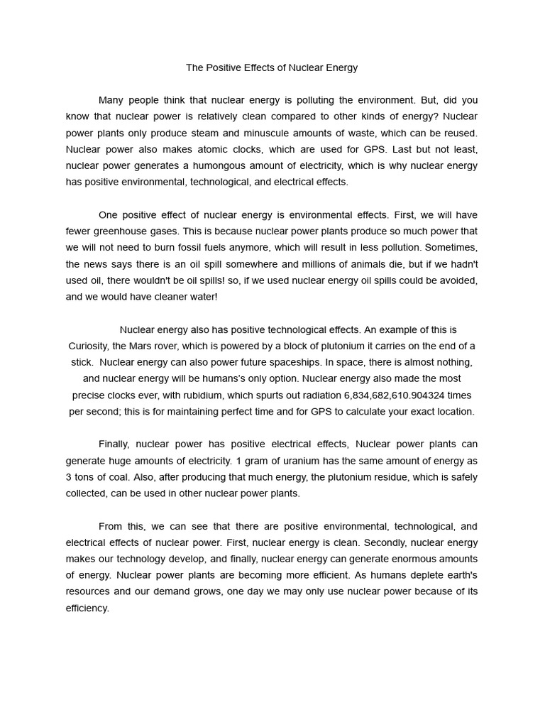 The Positive Effects of Nuclear Energy | PDF | Social Science | Science ...
