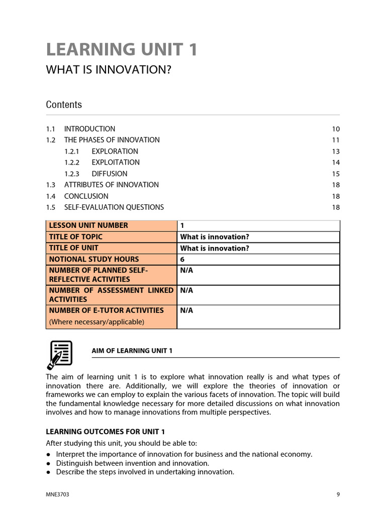MNE3703 - Learning Unit 1 | PDF | Innovation | Blackberry