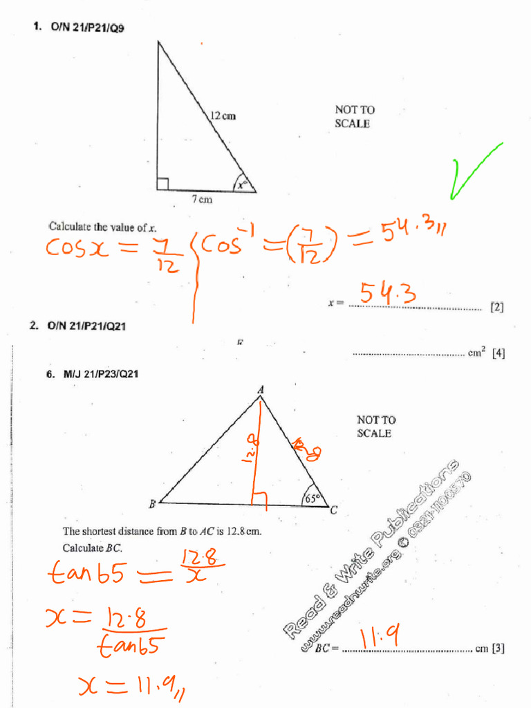 H.W Trigo Past Paper 2 | PDF
