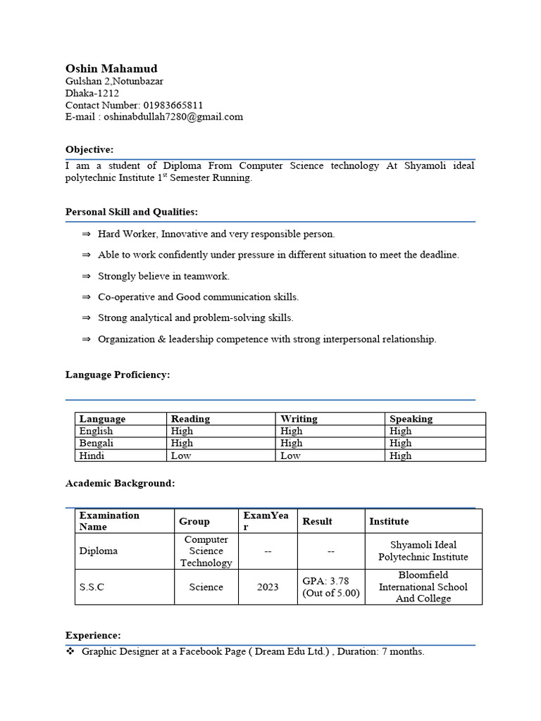 Oshin Cv | PDF | Social Psychology