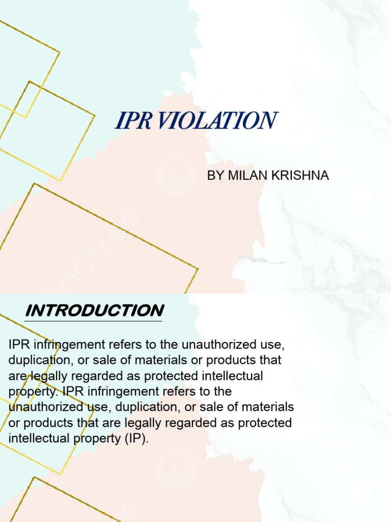 IPR VIOLATION by Milan Krishna | PDF | Law