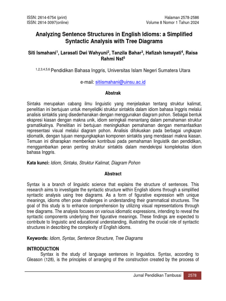 301 Journal - Syntax 2578-2586 | PDF | Syntax | Word