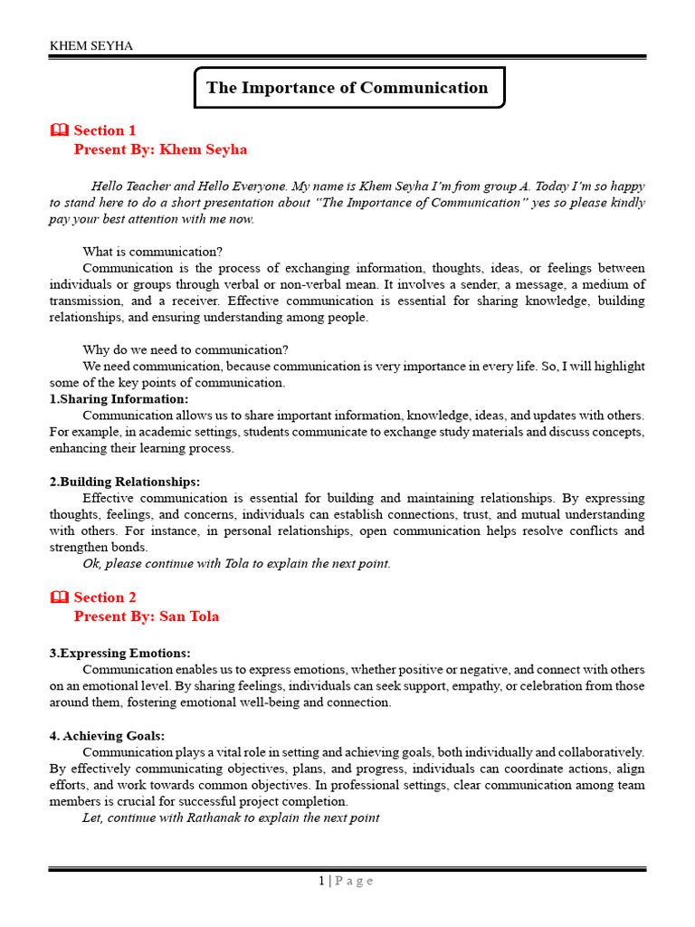 The Importance of Communication | PDF | Communication | Information