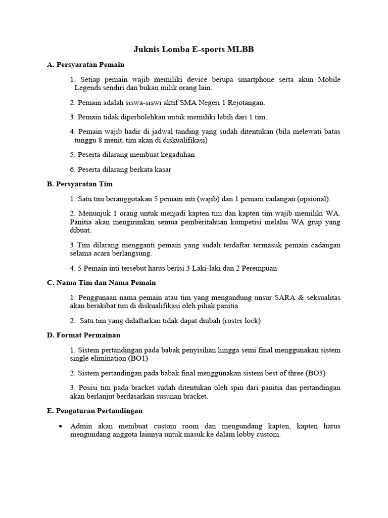 Juknis Lomba MLBB CM 2 | PDF