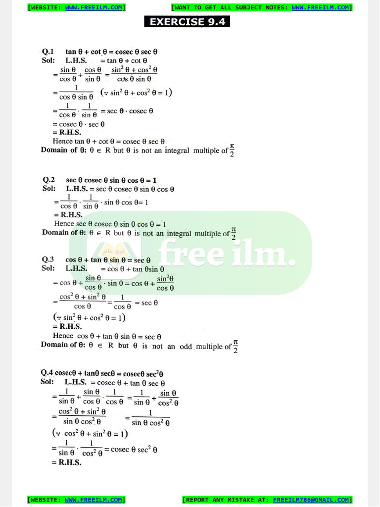 11th Maths Chap9 Ex 9.4 | PDF