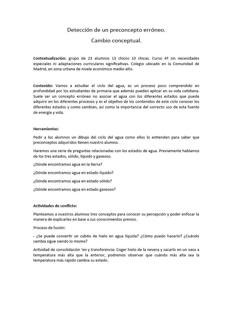 Detección de Un Preconcepto Erróneo | PDF | Agua | Física Aplicada e ...