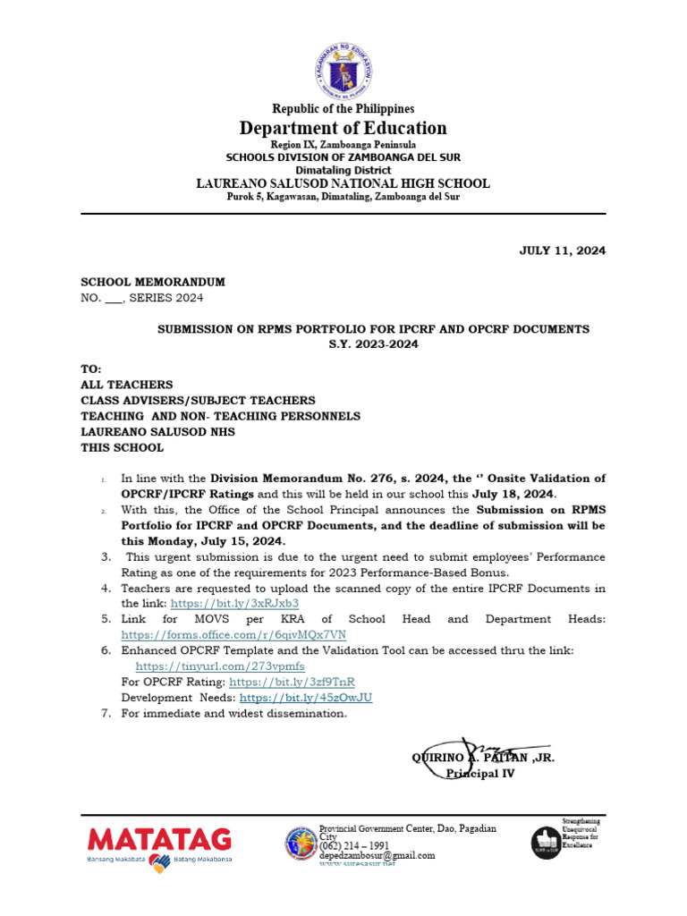 rpms memo 2024 | Download Free PDF | Philippines