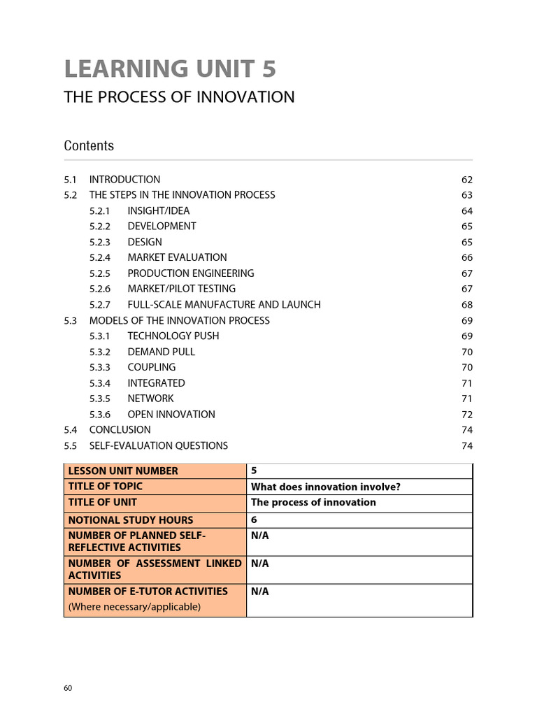 MNE3703 - Learning Unit 5 | PDF | Innovation | Outsourcing