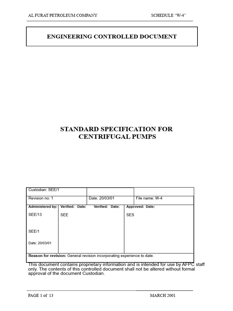 Sched w4 | PDF | Pump | Specification (Technical Standard)
