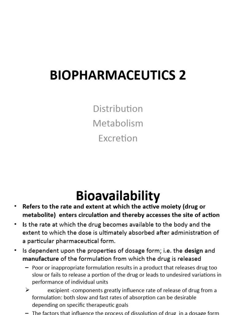 BIOPHARMACEUTICS 1b | PDF | Bioavailability | Pharmaceutical Formulation