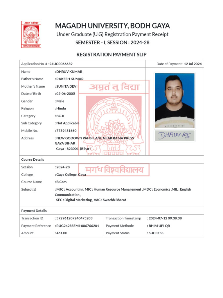 (Admissions) Magadh University, Bodh Gaya | PDF