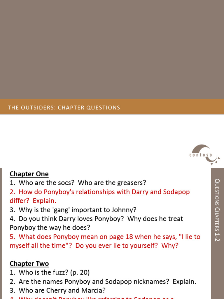 The Outsiders Chapter by Chapter Questions | PDF