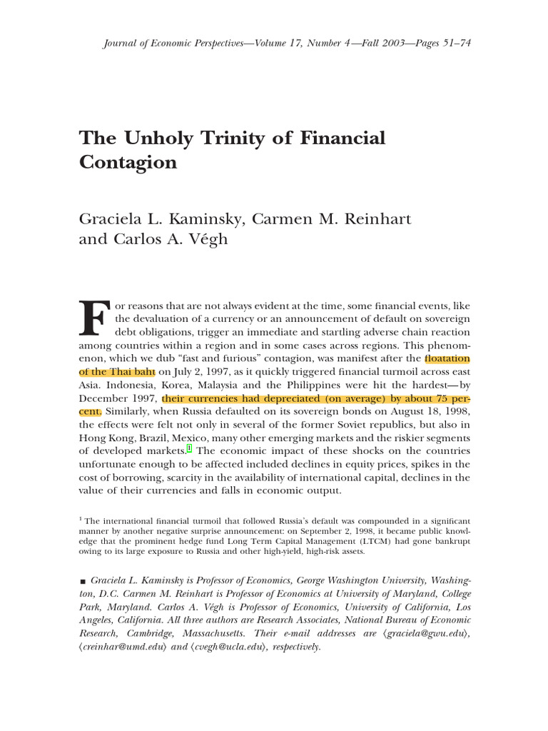 The Unholy-Trinity of Financial Contagion | PDF | Financial Contagion ...