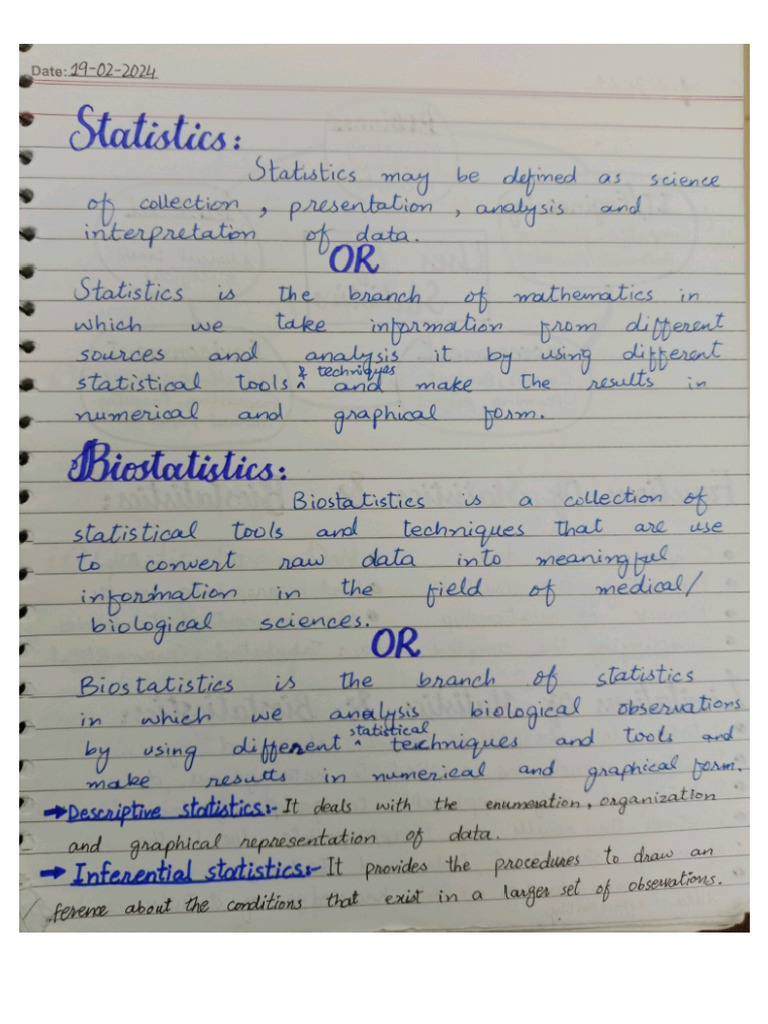Biostatistics Full Book Notes | PDF