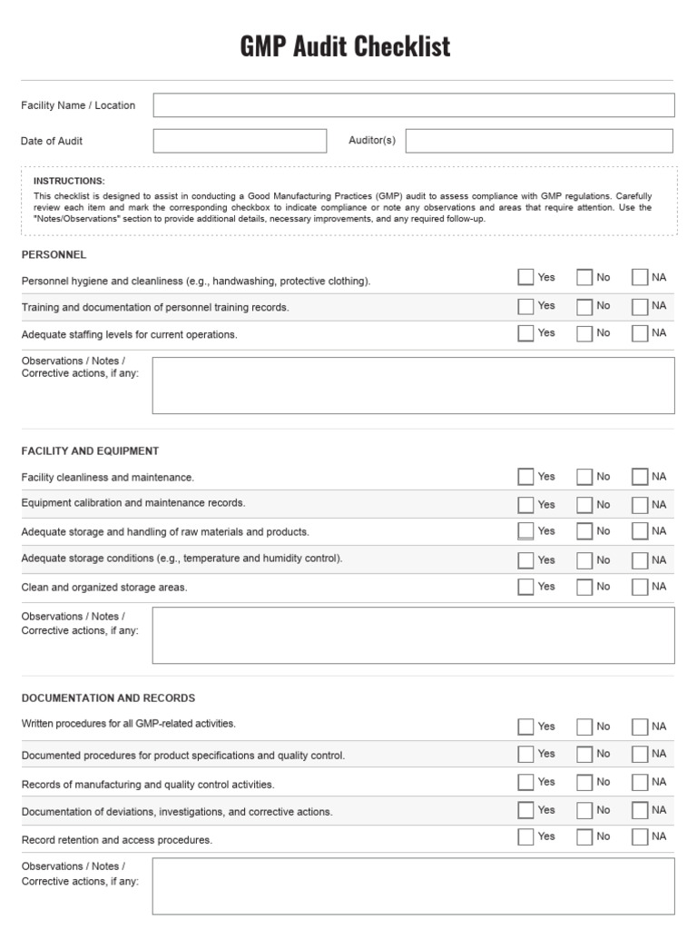 GMP Audit Checklist | PDF | Audit