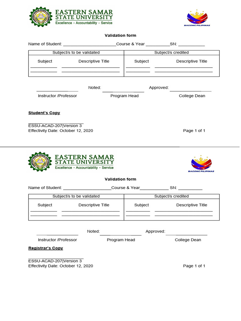 Validation Form A4 | PDF