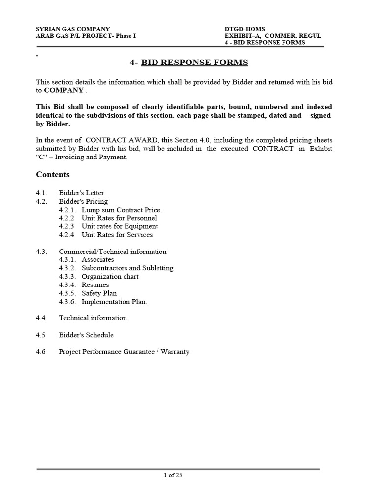 4-Bid Response Forms - Bid Response Forms Southern | PDF ...