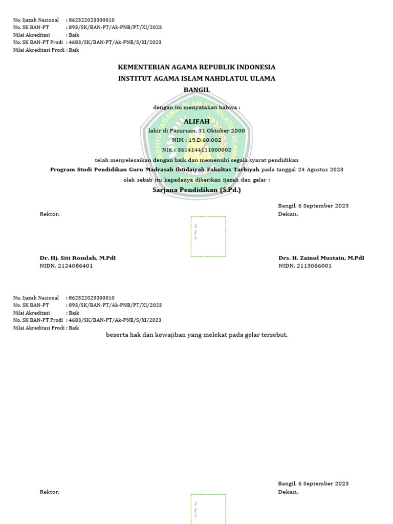 Cetak Ijazah 2023 PGMI | PDF