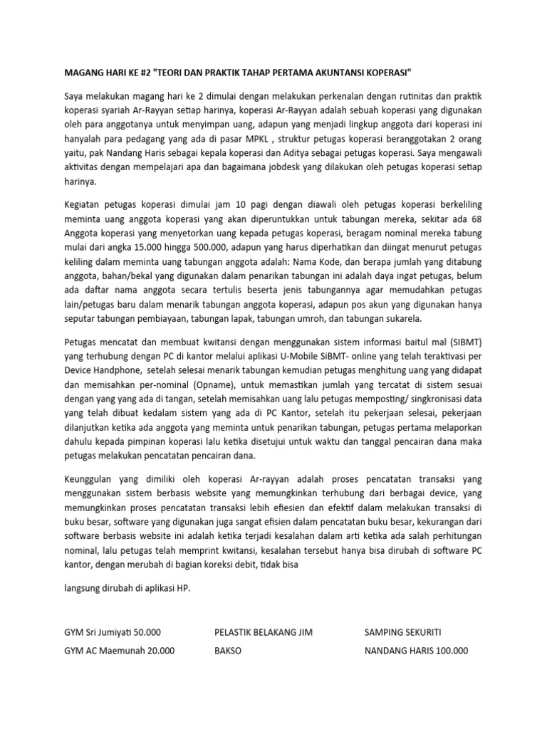 Contoh Dokumen Dokumentasi Magang | PDF