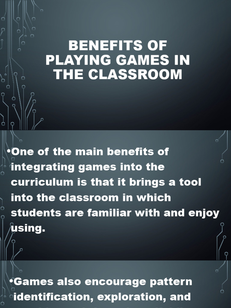 Benefits of Playing Games in The Classroom | PDF | Career & Growth ...