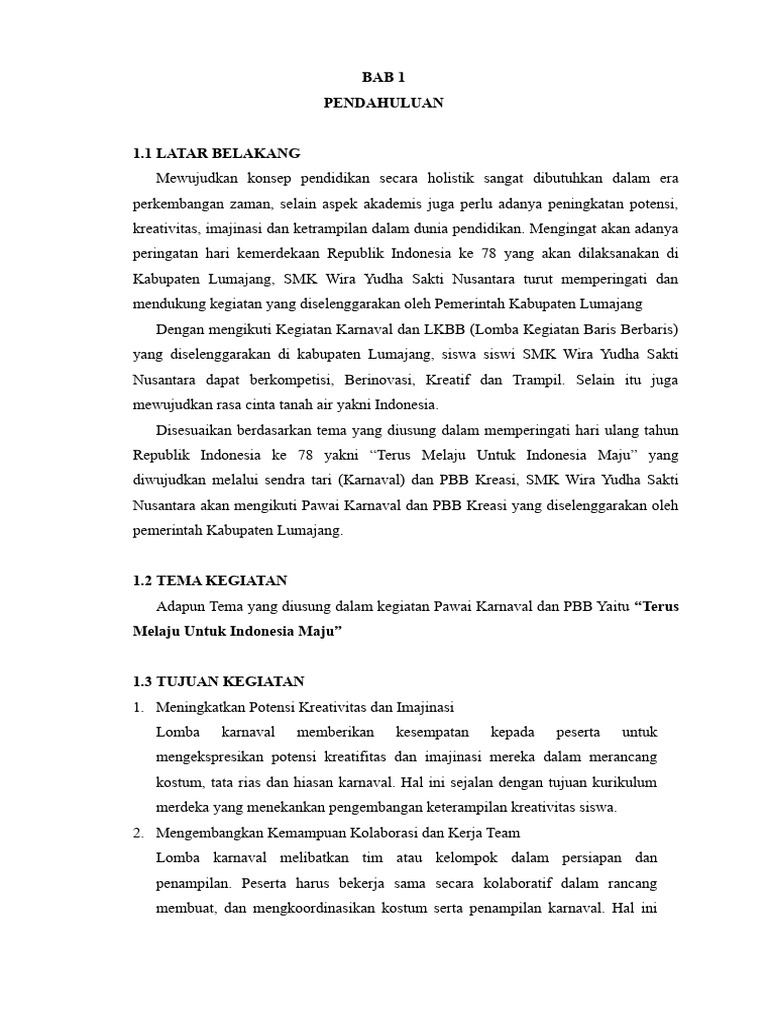 Proposal Karnaval Dan LKBB | PDF | Perjalanan | Kesehatan Holistik