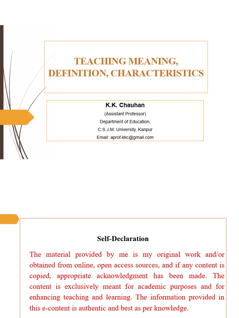 Teaching: Meaning, Definition, Characteristics | PDF | Learning | Teachers