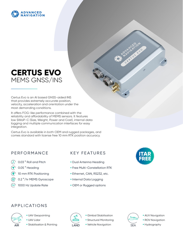 Certus Evo Datasheet | PDF | Inertial Navigation System | Computer Engineering