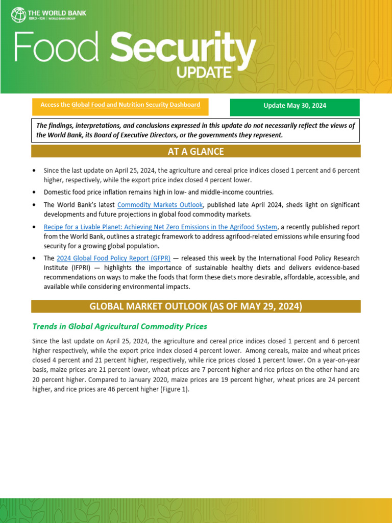 Food Security Update CVI May 30 2024 | PDF | Climate Change Mitigation ...
