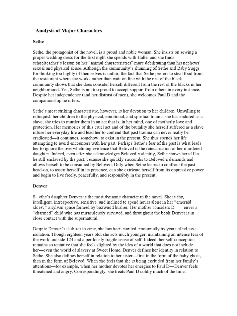 Analysis of Major Characters of BELOVED | PDF | Crime Thriller | Slavery