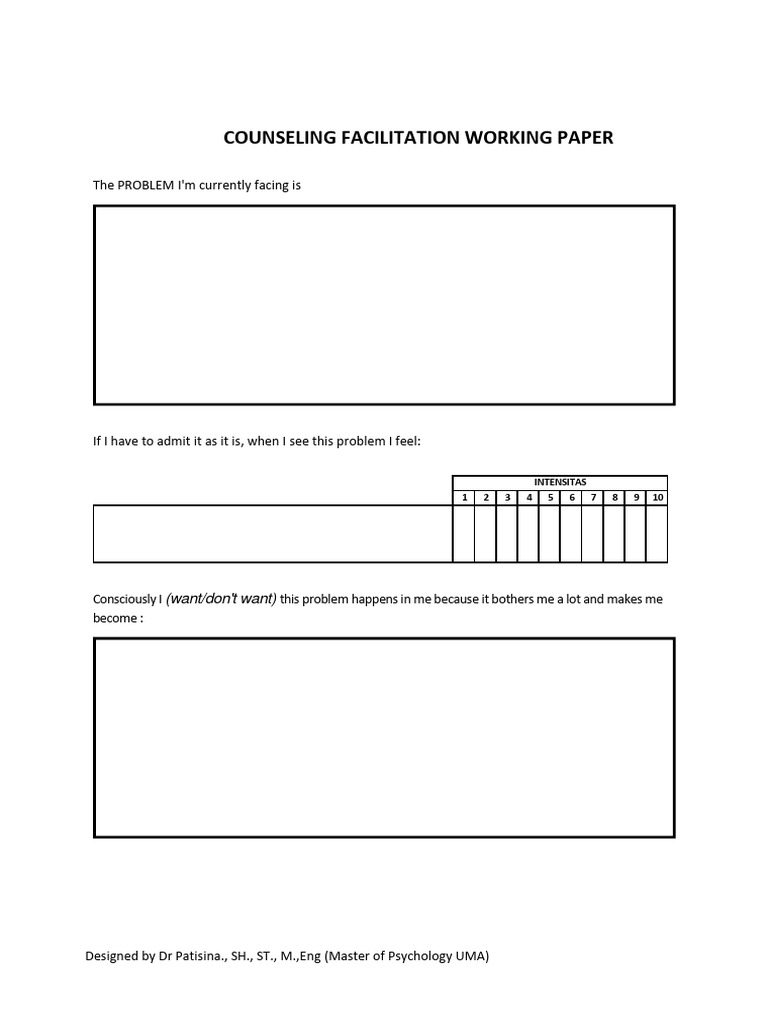 Counseling Facilitation Working Paper Master of Psychology Uma | PDF ...