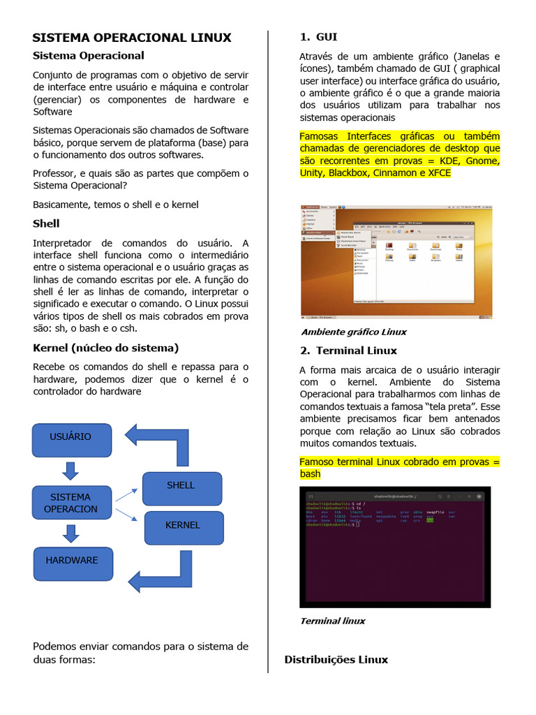 SISTEMA OPERACIONAL LINUX | PDF | Inicialização (informática) | Linux