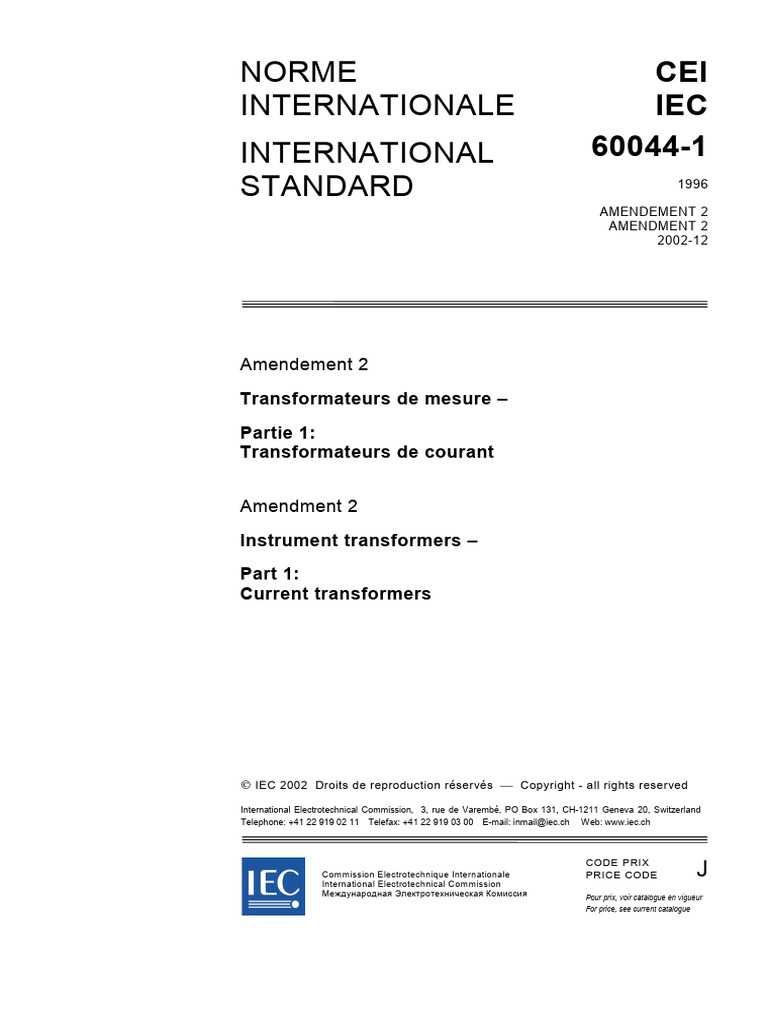 Amendement 2 à la norme IEC 60044-1 | PDF | Électronique de puissance ...