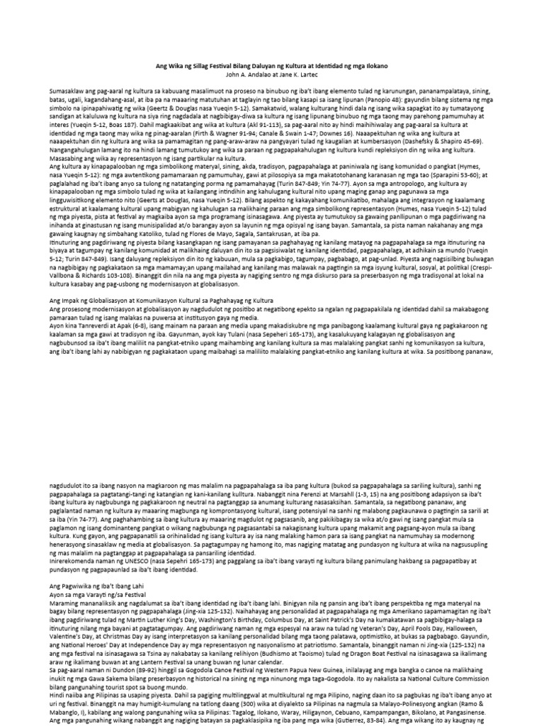 Ang Wika NG Sillag Festival Bilang Daluyan NG Kult | PDF