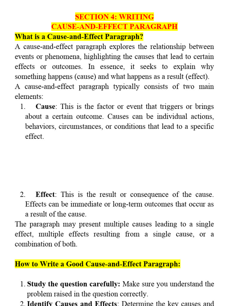 Cause-and-Effect Paragraph Guide | PDF | Climate Change | Causality