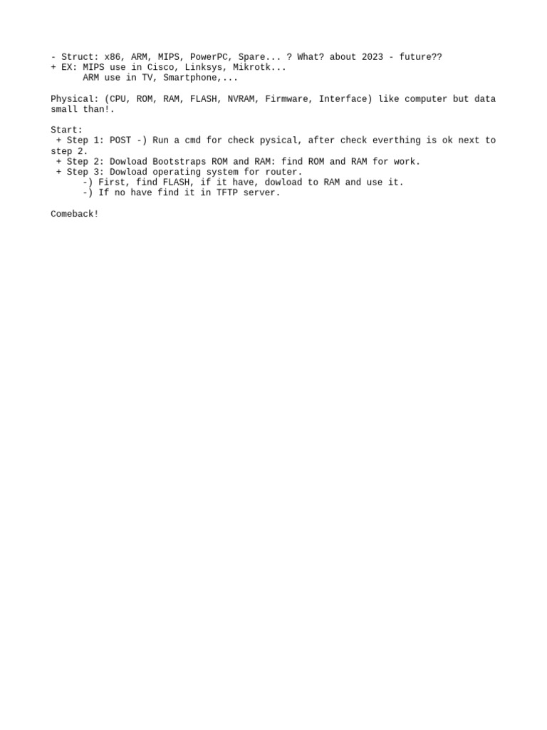 Router Boot Process for x86, ARM, MIPS | PDF