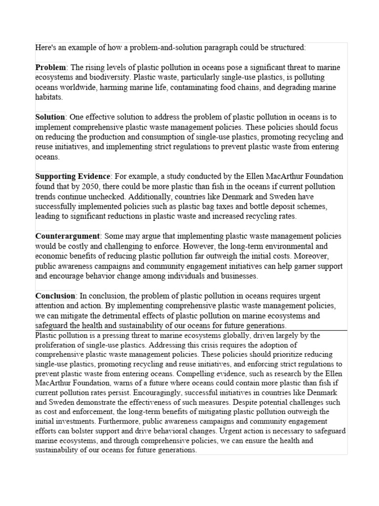 Problem-Solution Paragraph | PDF | Pollution | Recycling